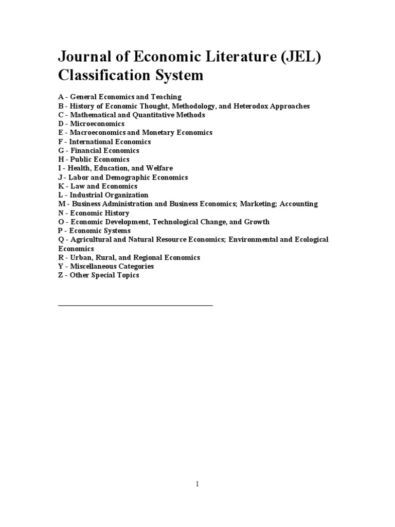 Jel Classification 2011 | Download Free PDF | Macroeconomics | Economics