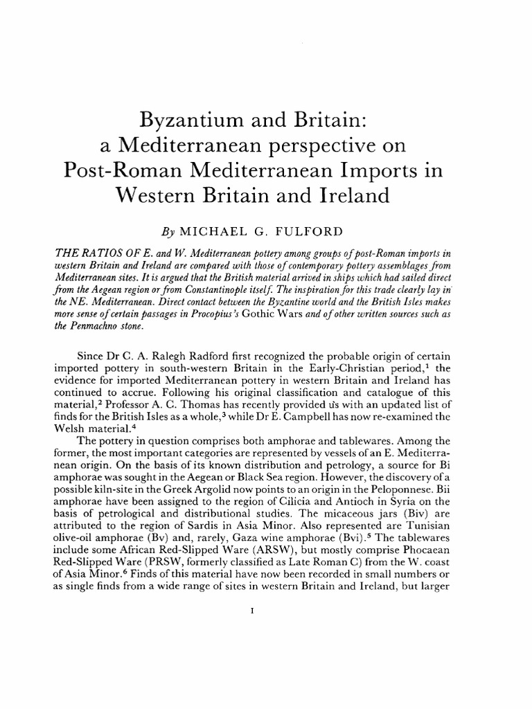 Byzantium and Britain... Post-Roman Mediterranean Imports (Fulford ...