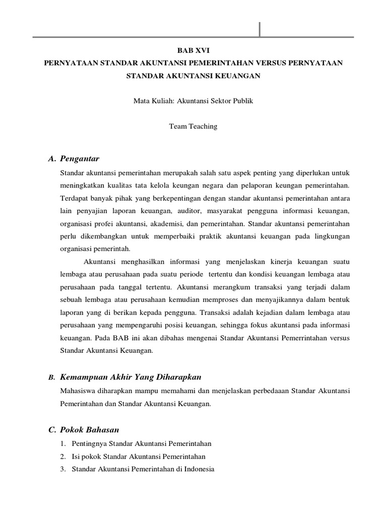 Pertemuan 16 - Pernyataan Standar Akuntansi Pemerintah Versus ... Pertemuan 16 - Pernyataan Standar Akuntansi Pemerintah Versus ...