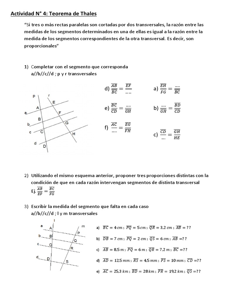 Actividad #4 - Teorema de Thales | PDF | Matemáticas | Geometría Elemental