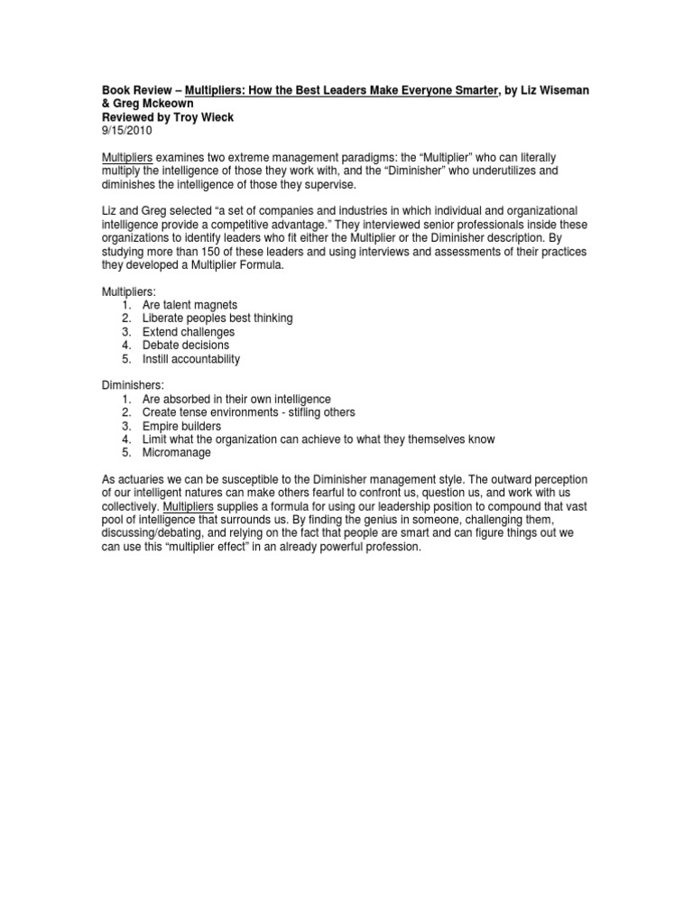 MPD Book Review Multipliers | PDF | Self-Improvement