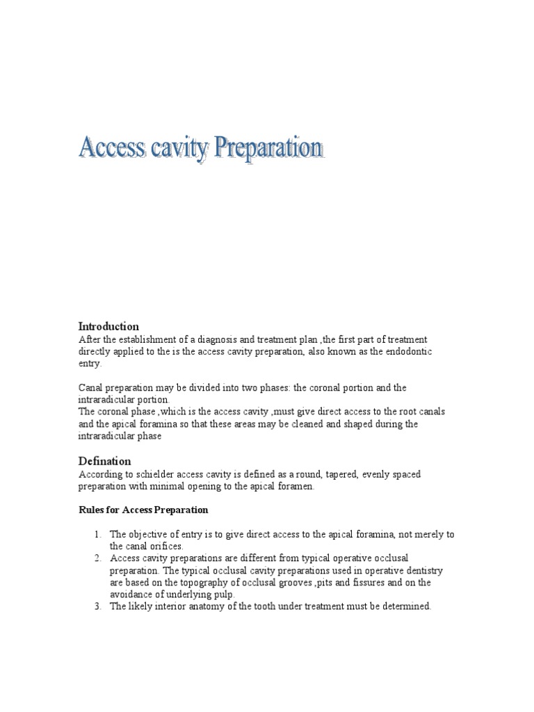 Access Opening | PDF | Mouth | Tooth