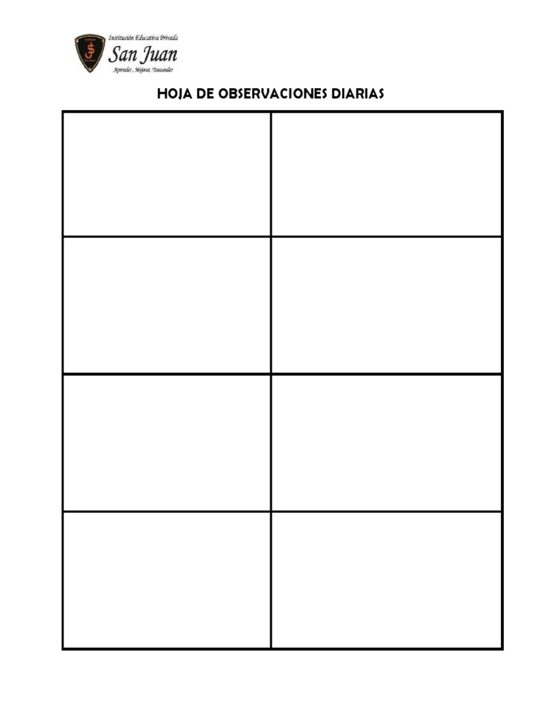 HOJA DE OBSERVACIONES DIARIAS | PDF