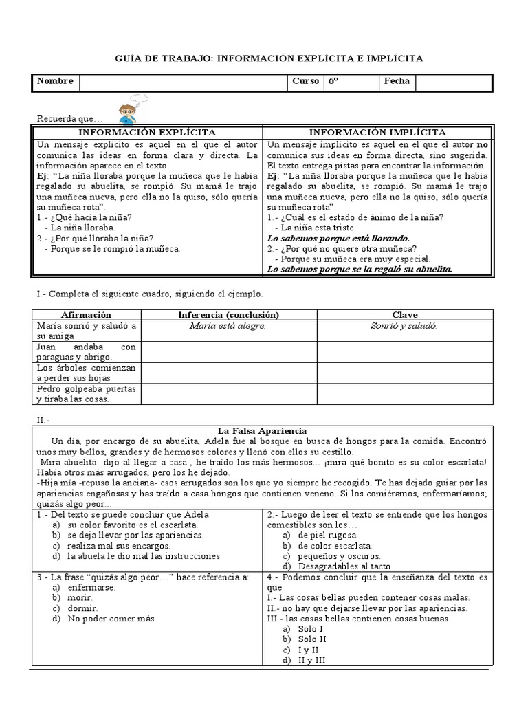 6° Informacion Implicita, Explicita | PDF