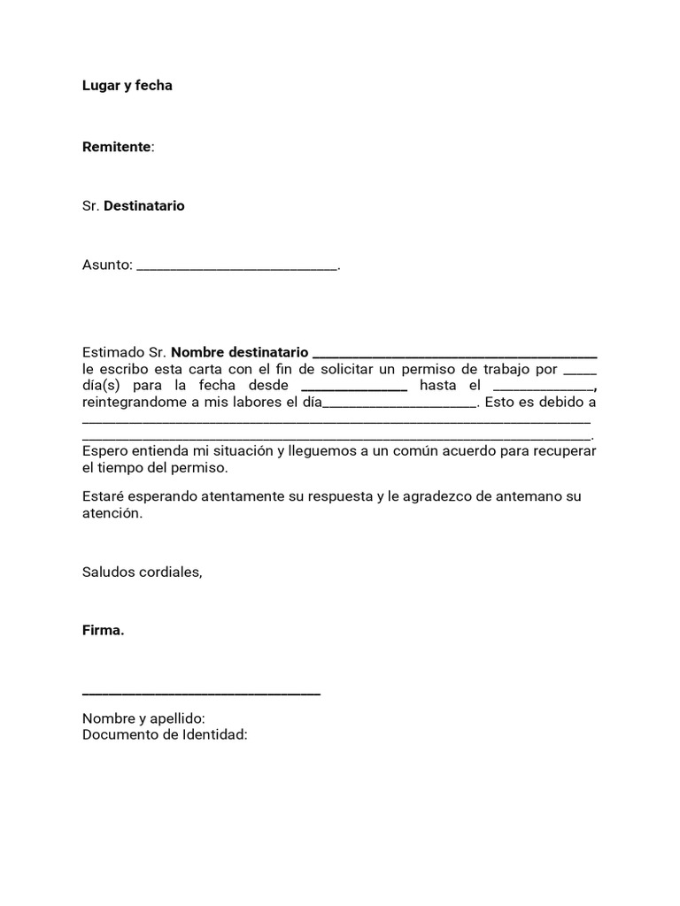 Carta de Permiso Laboral | PDF