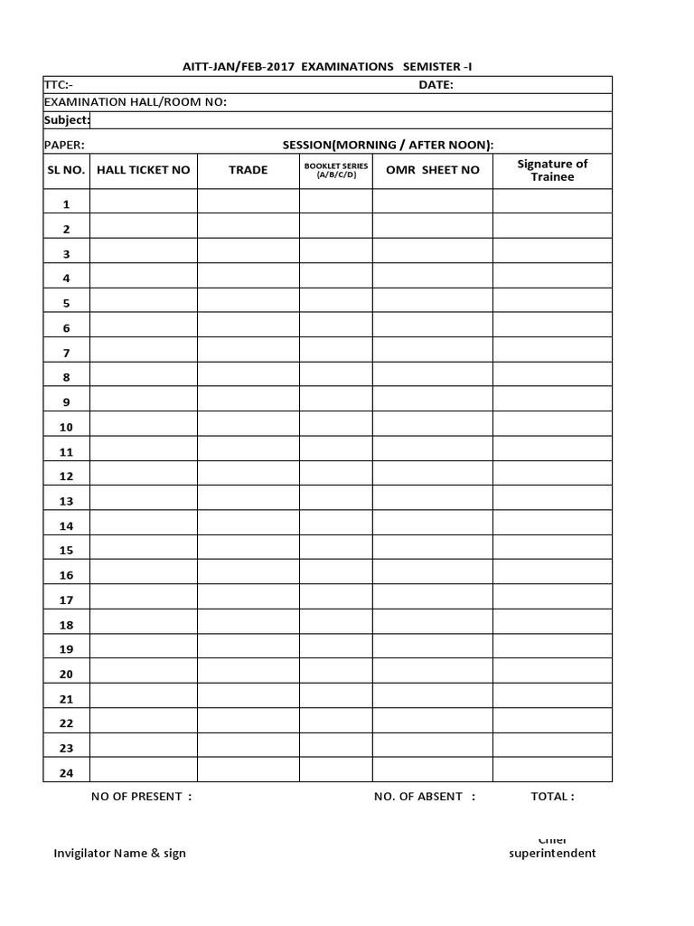 ATTENDANCE SHEET PROFORMA | PDF