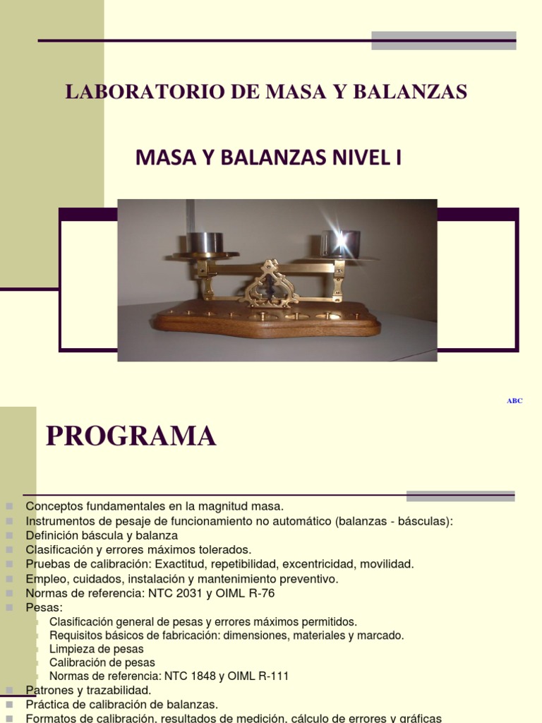 Masa y Balanzas | PDF | Metrología | Calibración