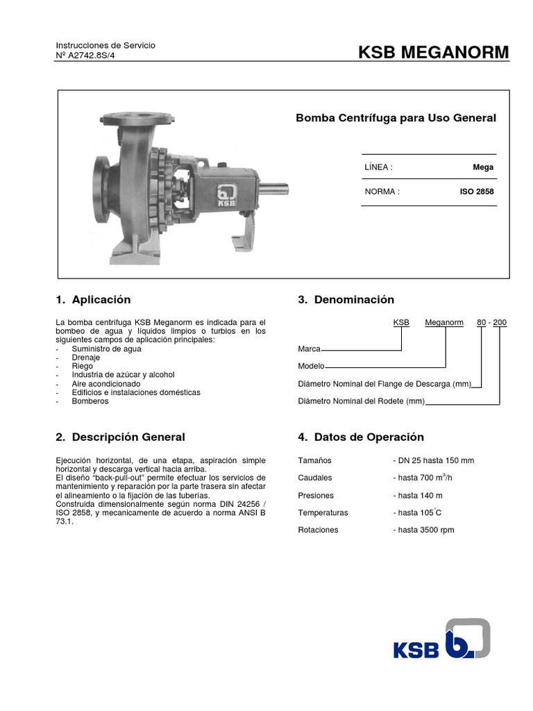 Meganorm - Manual de Servicio | PDF | Bomba | Agua