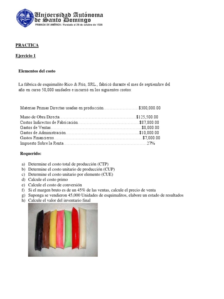 Elementos Del Costo Ejercicio | PDF