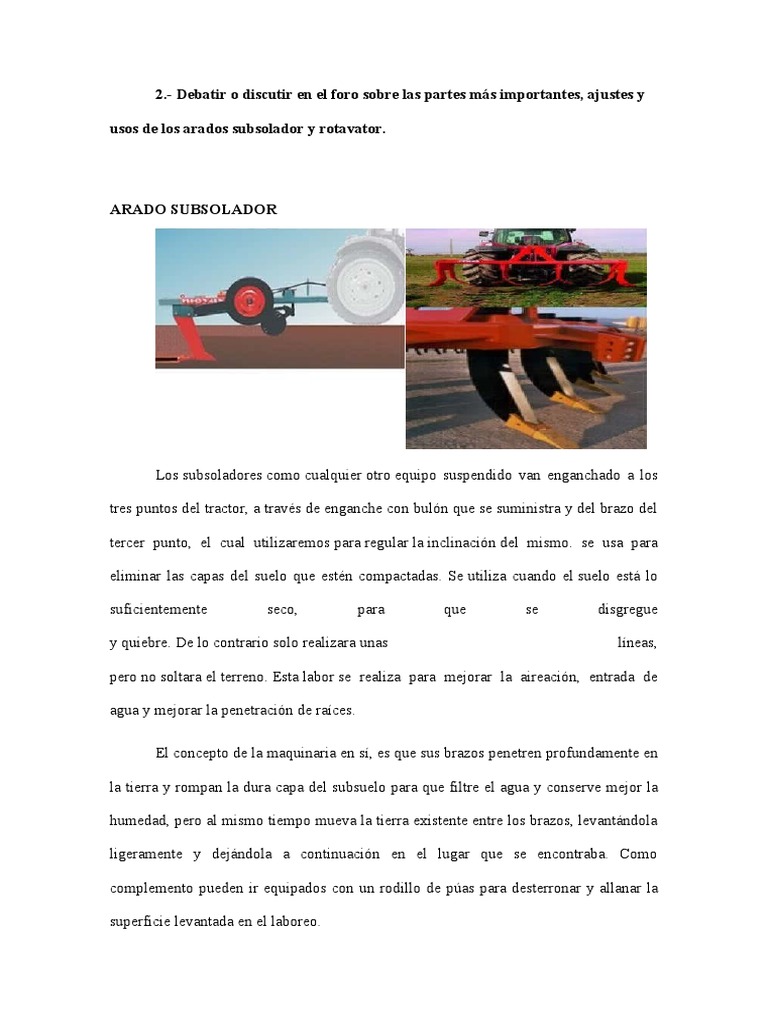 Partes y uso del arado subsolador | PDF | Arado | Tractor