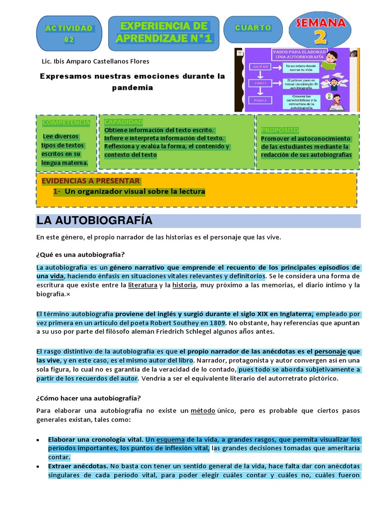 Actividad 2 - La Autobiografía | PDF | Autobiografías