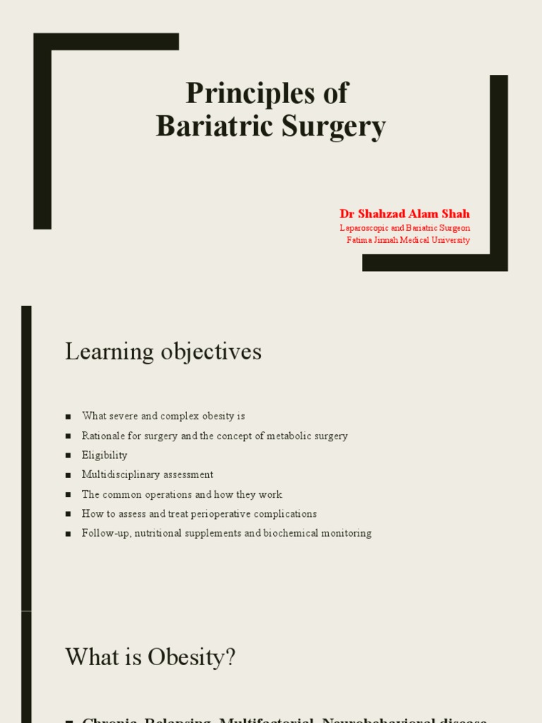 Principles of Bariatric Surgery Overview | PDF | Bariatric Surgery ...
