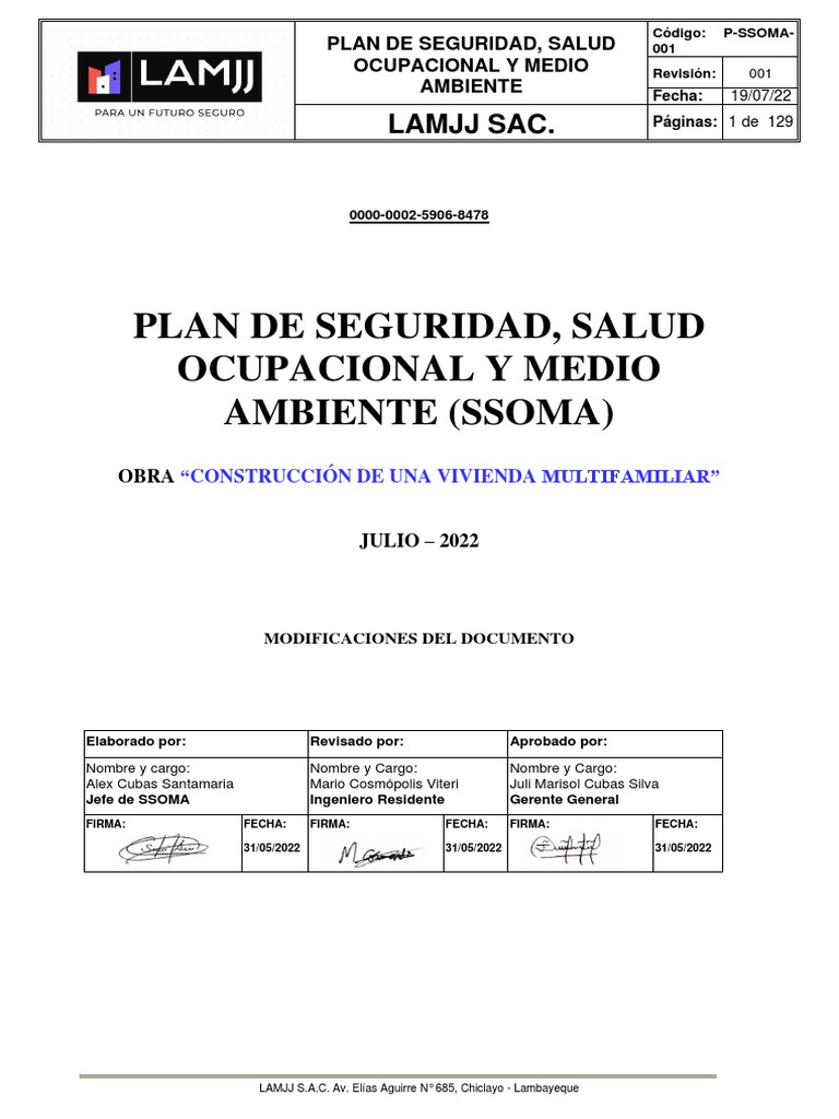 Grupo 3 - Plan de Seguridad, Salud Ocupacional y Medio Ambiente | PDF