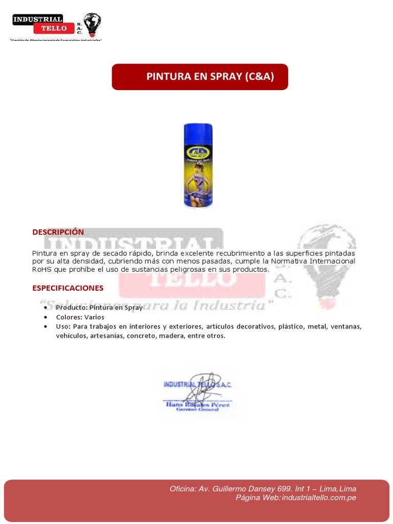 Ficha Técnica Pintura Spray CA | PDF