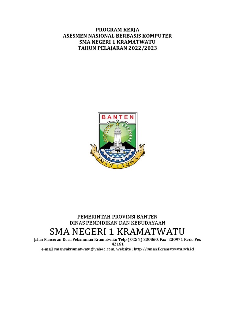 Program Kerja ANBK SMA 1 Kramatwatu | PDF