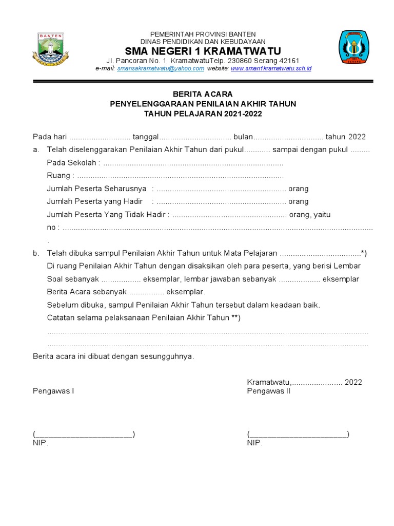 Berta Acara Dan Daftar Hadir Pat 2122 | PDF