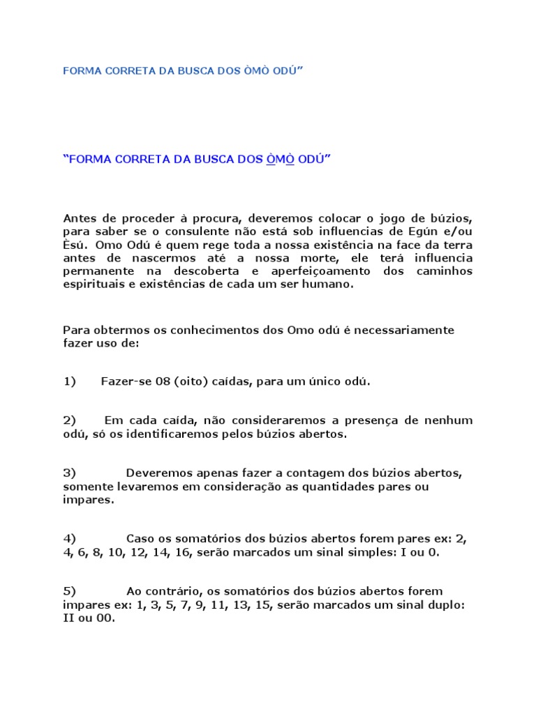 151621405-Forma-Correta-Da-Busca-Dos-Omo-Odu Okaran | PDF | Cães | Milho