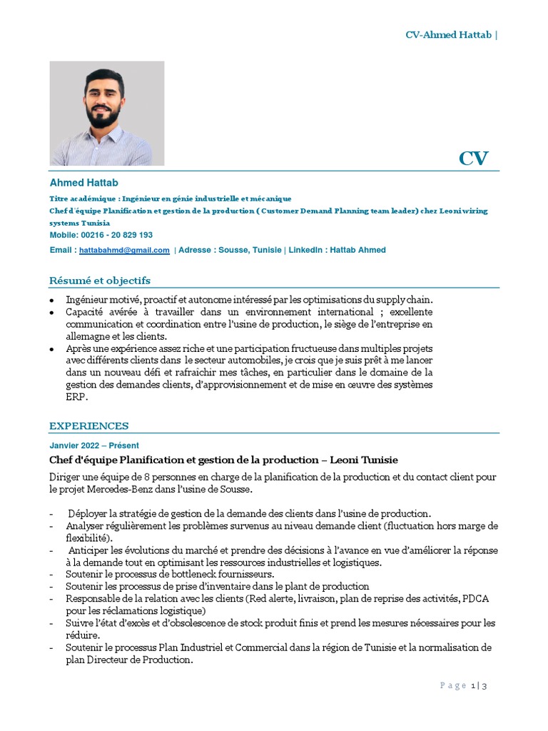 CV - Ahmed Hattab | PDF | Microsoft Office | Planification