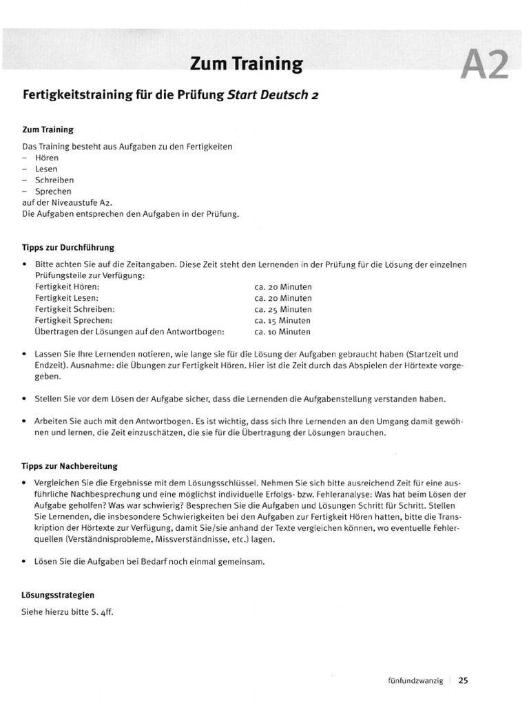 Modelltest Optimal Telc A2 | PDF