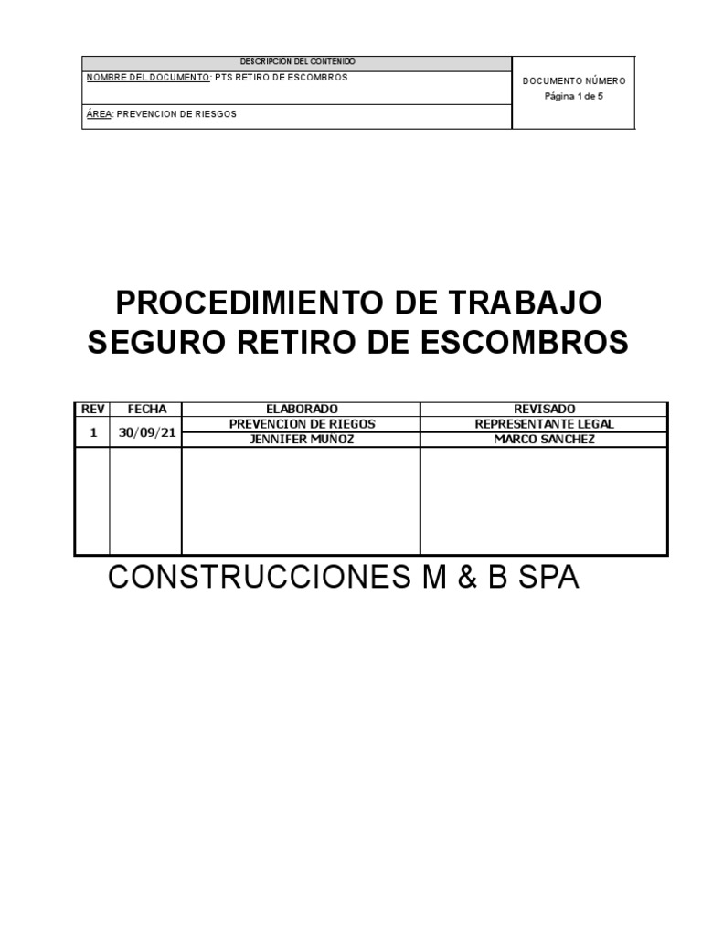 PTS Retiro de Escombros | PDF | Residuos