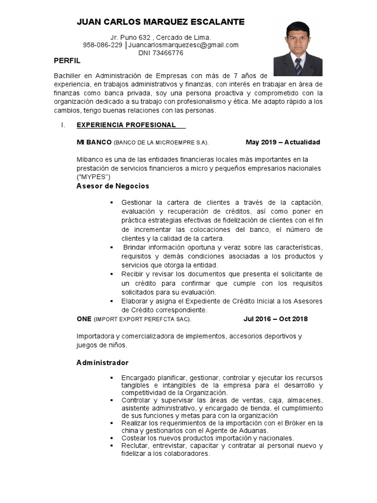 Juan Marquez E. C.V Final 2 | PDF | Bancos | Business