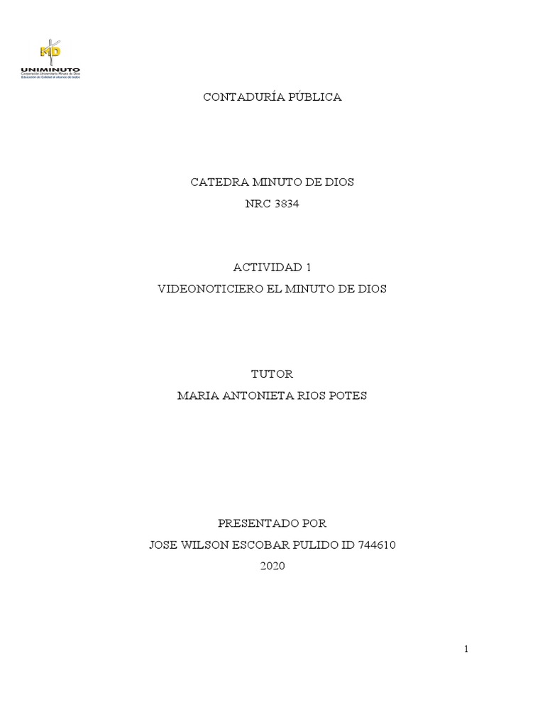 Cat Minuto de Dios Act 1 | PDF