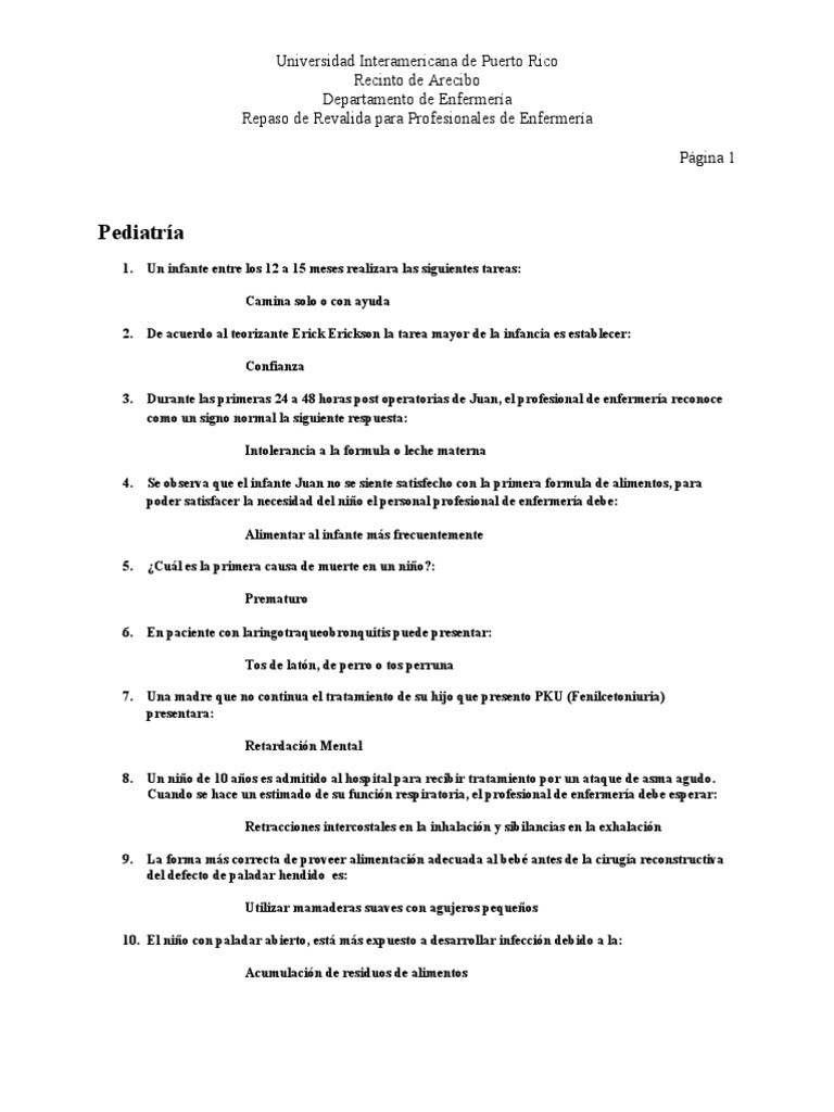 Repaso Revalida Enfermeria | PDF | Diabetes | Esquizofrenia