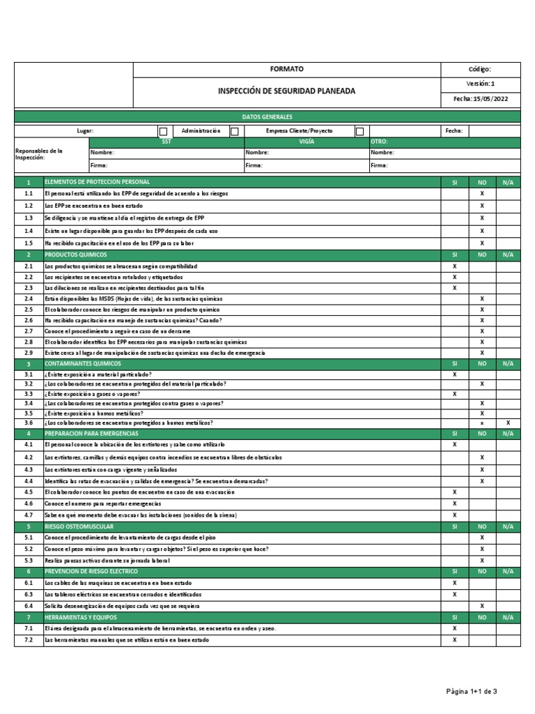 Inspección de Seguridad Planeada | PDF