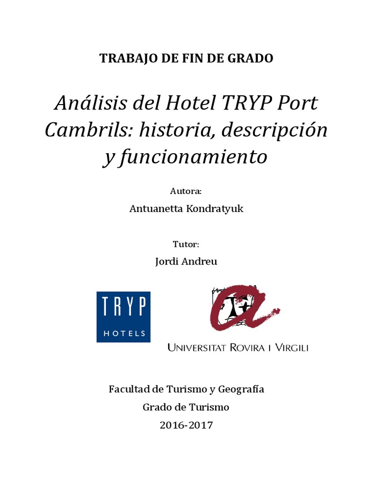 Análisis del Hotel TRYP Port Cambrils | PDF | Hotel | Análisis FODA