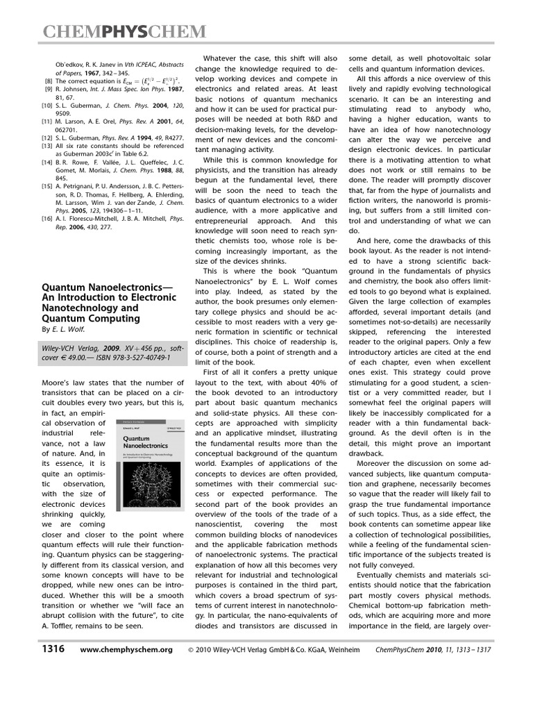 Quantum Nanoelectronics-An Introduction To Electronic Nanotechnology ...