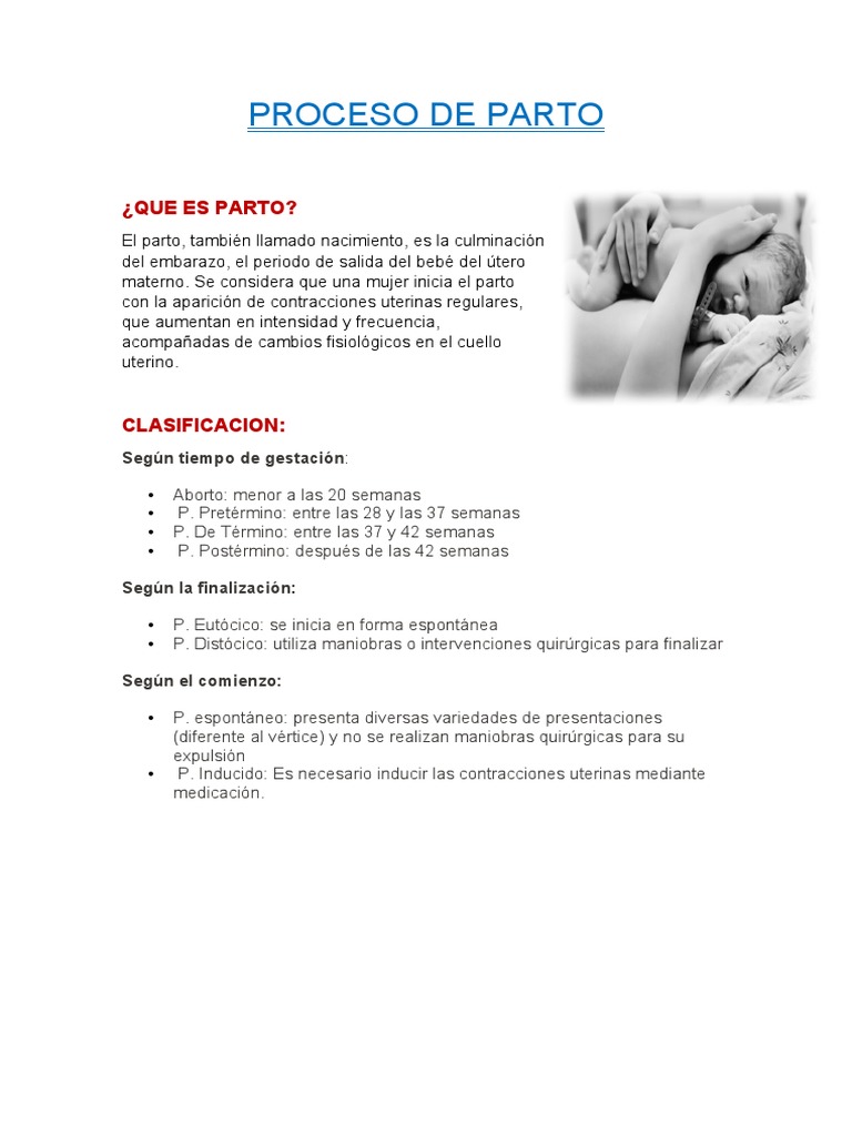 Proceso de Parto | PDF | Parto | El embarazo