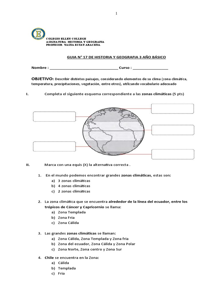Guía de Zonas Climáticas para 3° Básico | PDF | Clima | Clima templado