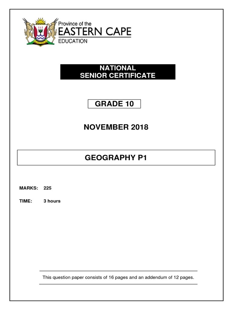 GEOGRAPHY P1 GR10 QP NOV2018 - English | PDF | Rock (Geology) | Continent