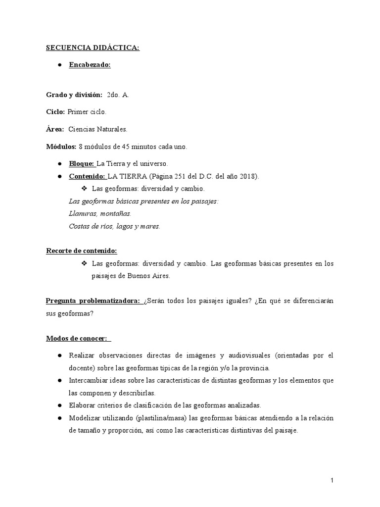 Secuencia Didáctica CS. NAT. 2do. A. Primer Ciclo MODIFICACIÓN ÚLTIMA. | PDF | Método de enseñanza