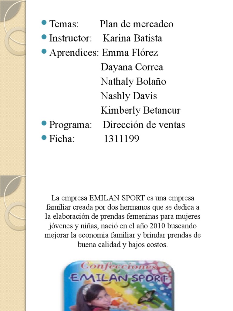 Plan de Mercadeo para Emilan Sport | PDF | Business | Economias