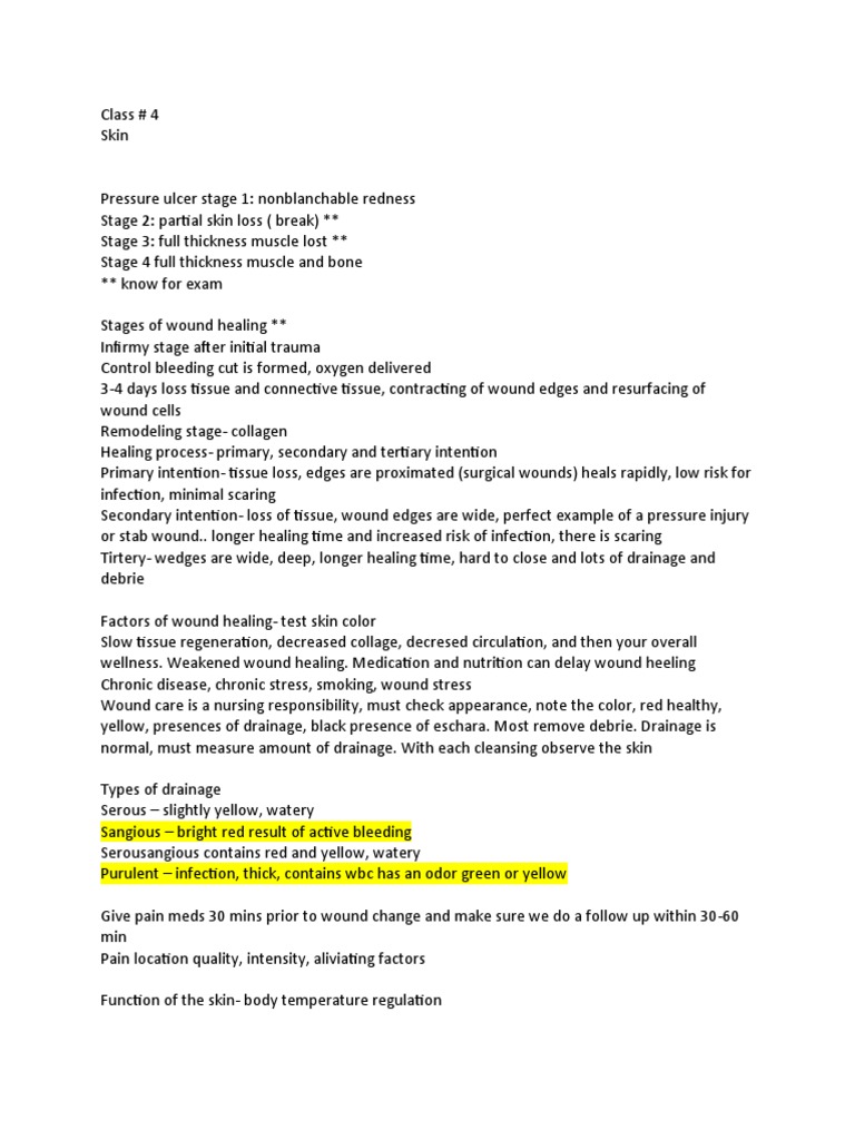 Class 4 | PDF | Wound Healing | Wound