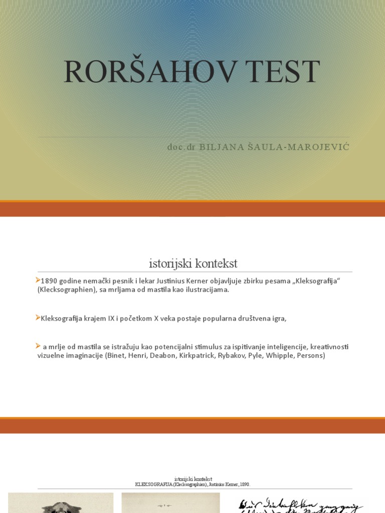 Roršah Test Predavanje | PDF