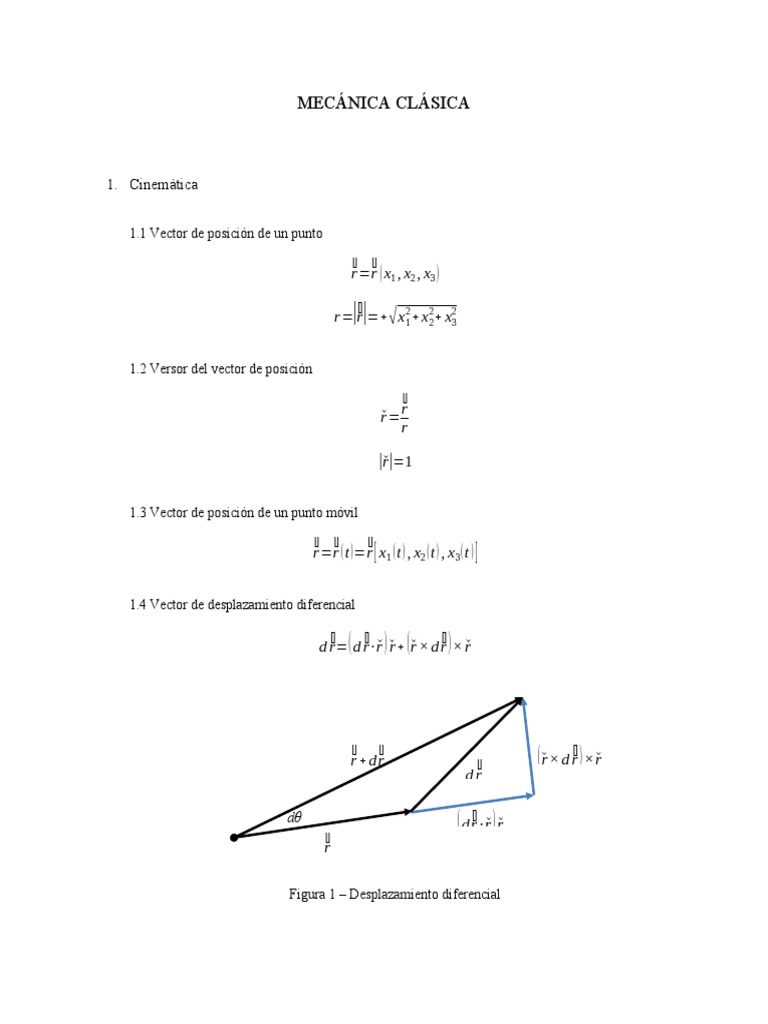 Mecanica Clasica 01 Cinemática Pdf Aceleración Vector Euclidiano