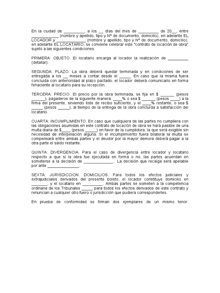 Ejemplo de Contrato de Locador | PDF