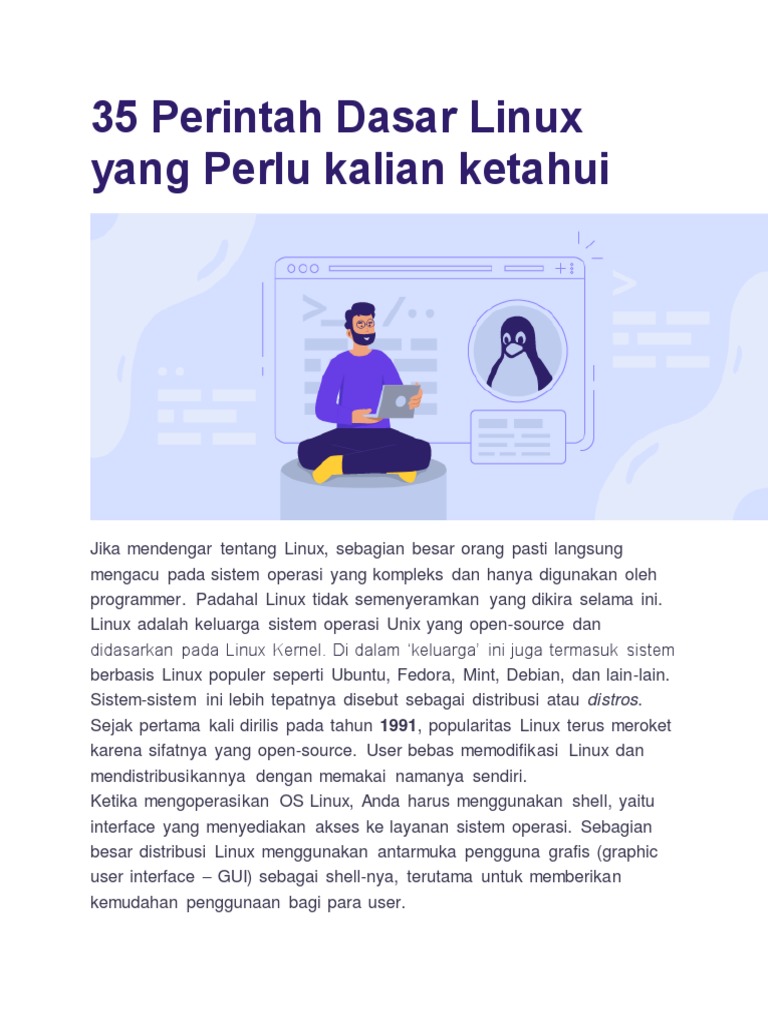 35 Perintah Dasar Linux Yang Perlu Kalian Ketahui | PDF