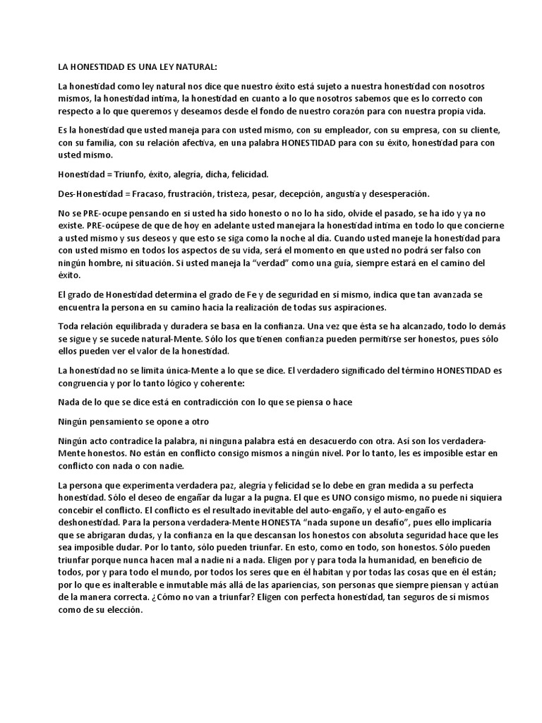 La Honestidad como Clave del Éxito | PDF | Felicidad | Verdad