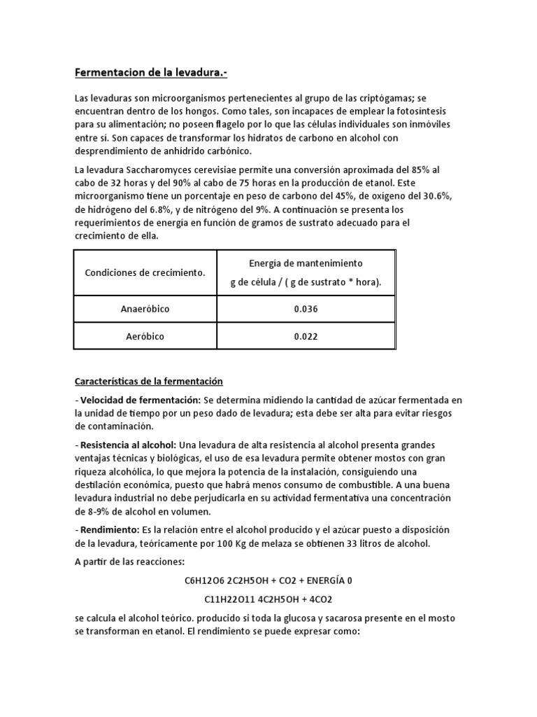 Fermentacion De La Levadura Pdf Fermentación Levadura
