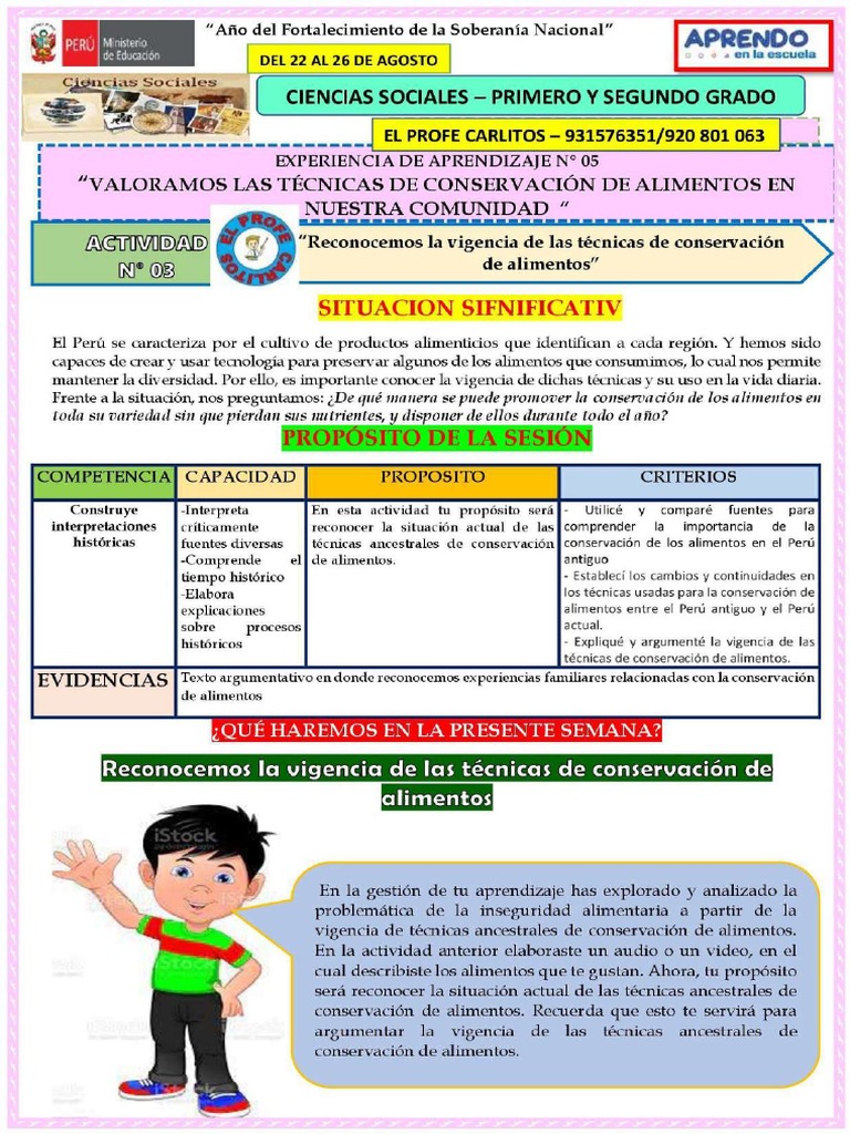 Experiencia De Aprendizaje 05 Actividad 03 1ero Y 2do Ciencia