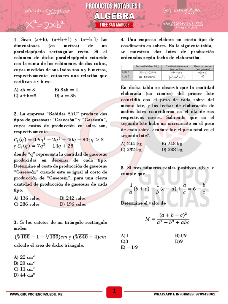 Productos Notables Ii | PDF | Triángulo