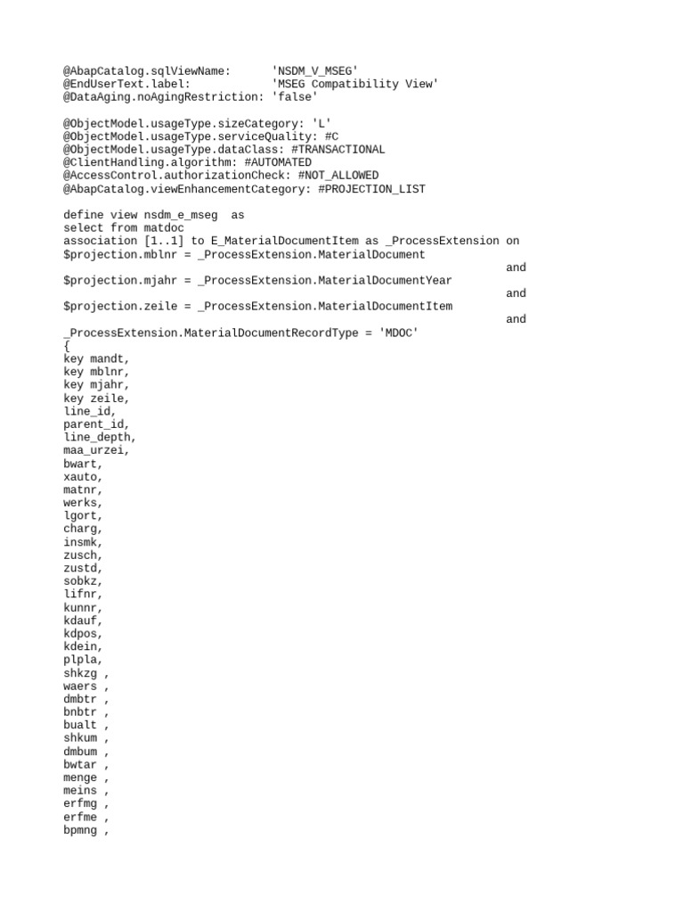 SAP CDs MSEG VIEW | PDF | Computer Programming | Applied Mathematics