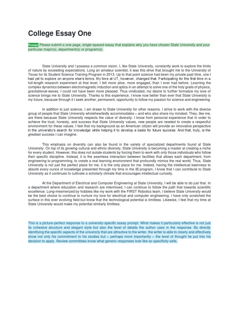 1.college Essay One | PDF | Science | Engineering