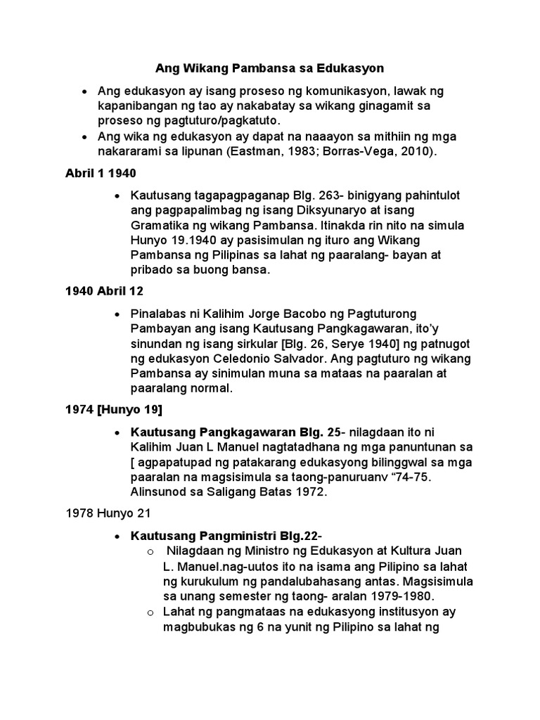 Ang Wikang Pambansa | PDF