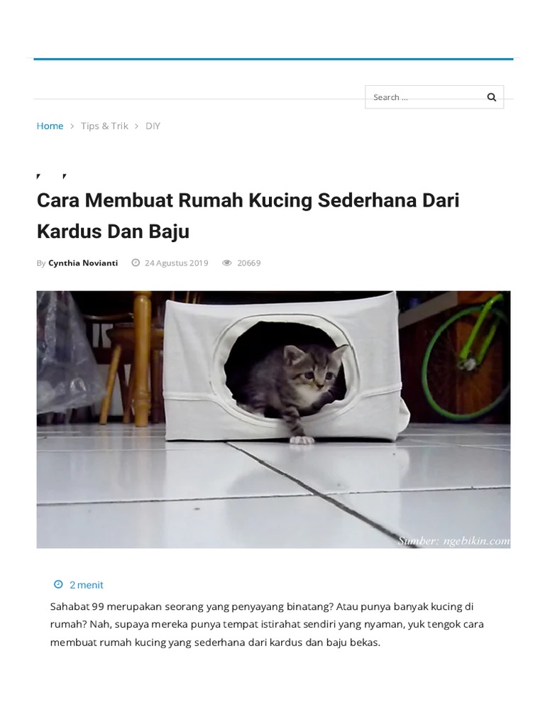 Cara Membuat Rumah Kucing Sederhana Dari Kardus Dan Baju | PDF