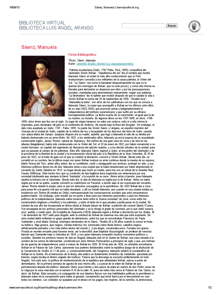 Sáenz, Manuela _ banrepcultural | PDF