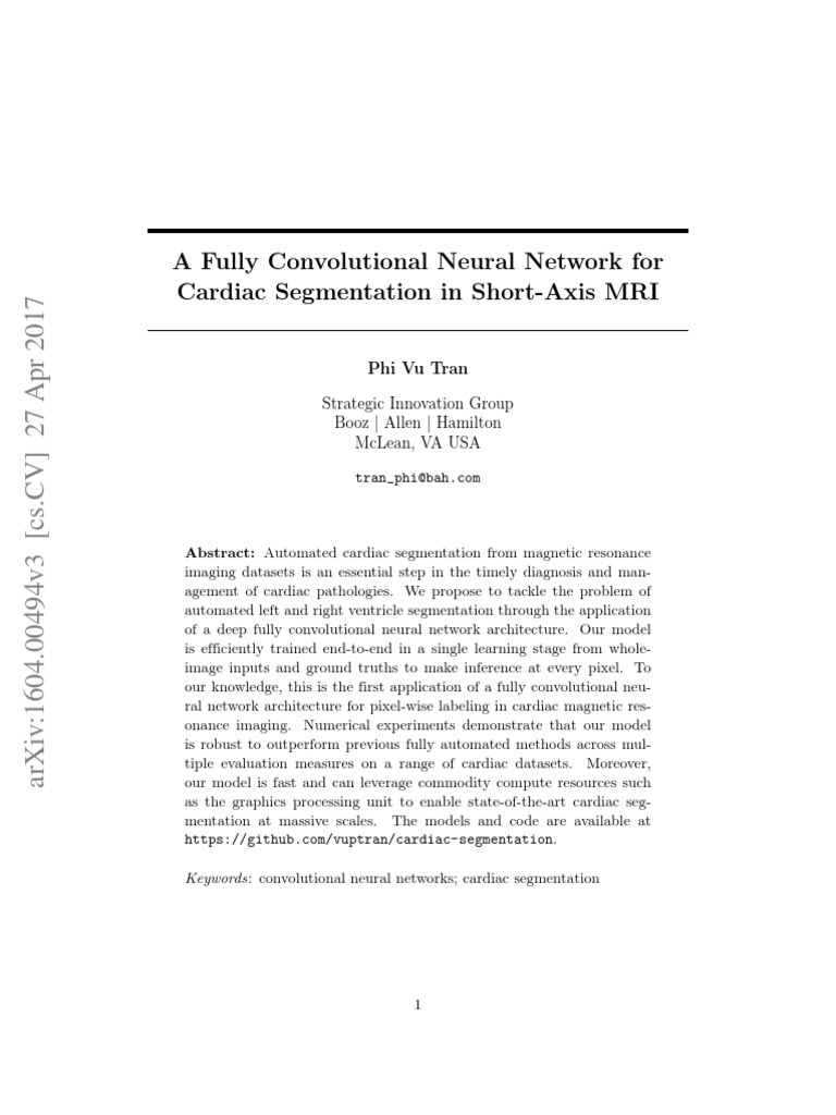A Fully Convolutional Neural Network For Cardiac Segmentation In Short